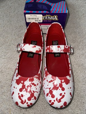 FUNTASMA Bloody-16 White Red Blood Splatter Goth Horror Mary Jane Shoes ...