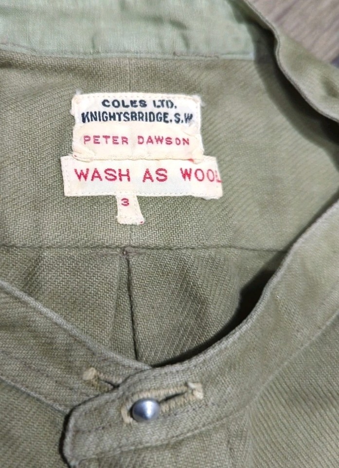 British Army WW2 Era Green Cotton Shirt Collarless 40-42" Coles ...