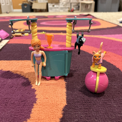 2003 Polly Pocket Dazzlin Pet Show Trapeze Cats With Doll And ...