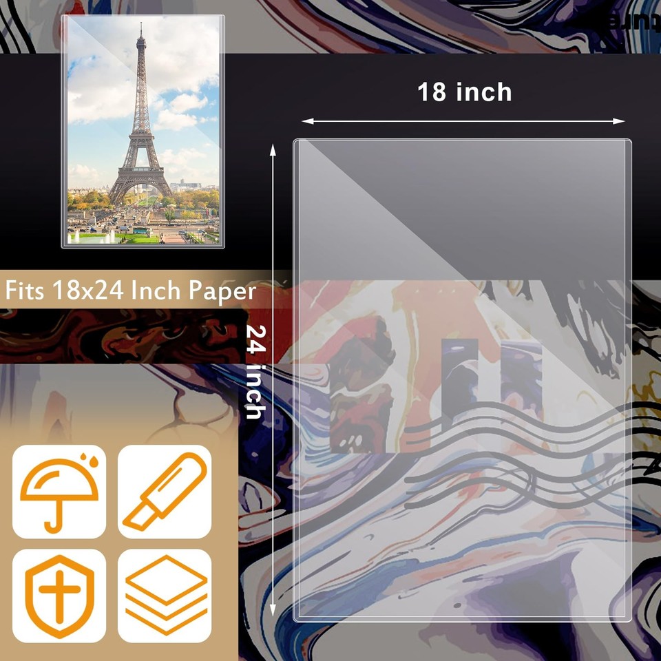12 Pcs Poster Protector Sleeve 18 x 24 Inch Clear Rigid Print Plastic ...