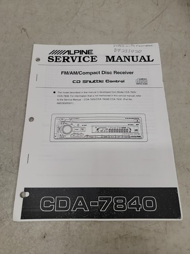 Alpine Service Manual, FM/AM Compact Disc receiver CD shuttle control ...