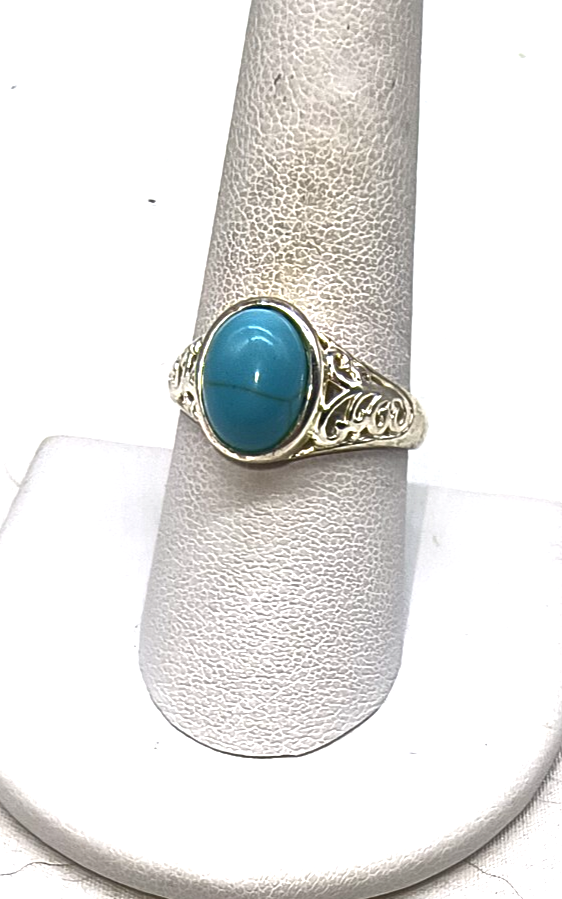 Lovely Marked, Tested 925 Sterling Silver, Blue Howlite Ring, Size 9 ...