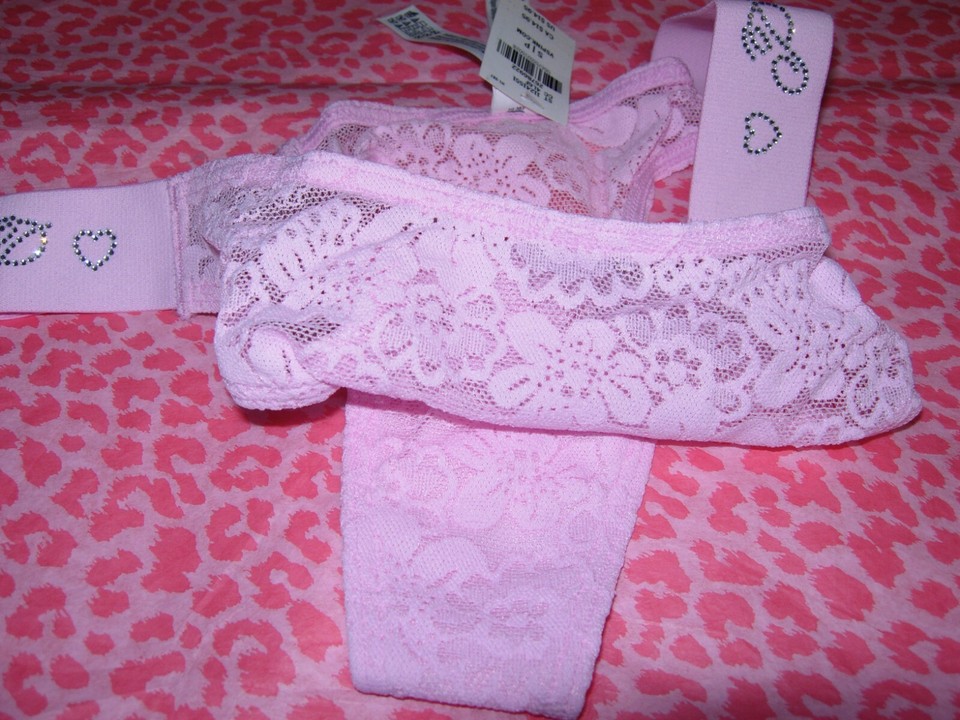 Victorias Secret Sexy PINK Wink Thong String HOT! Silver Logo ...