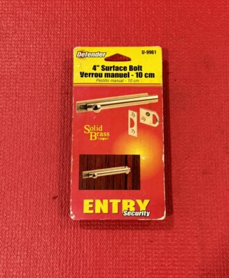 NEW Defender U 9961, Security 4 In. Brass Surface Bolt DEFENDER ...