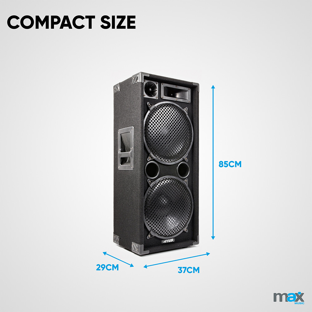 MAX SP212 Dual 12" Passive DJ Speakers Pair - 2800W Peak Power for ...