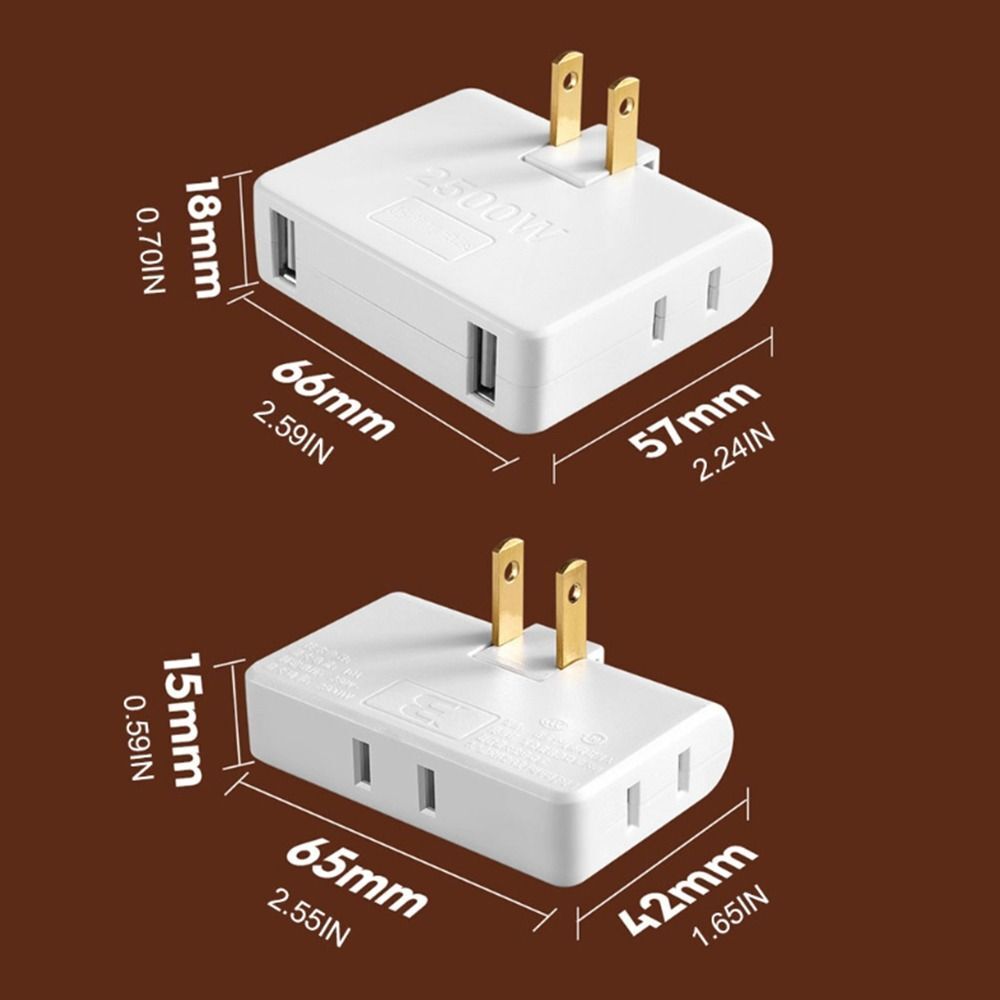 1 Indoor Wall Power Outlet Extension Plug Swivel Socket Converter USB ...