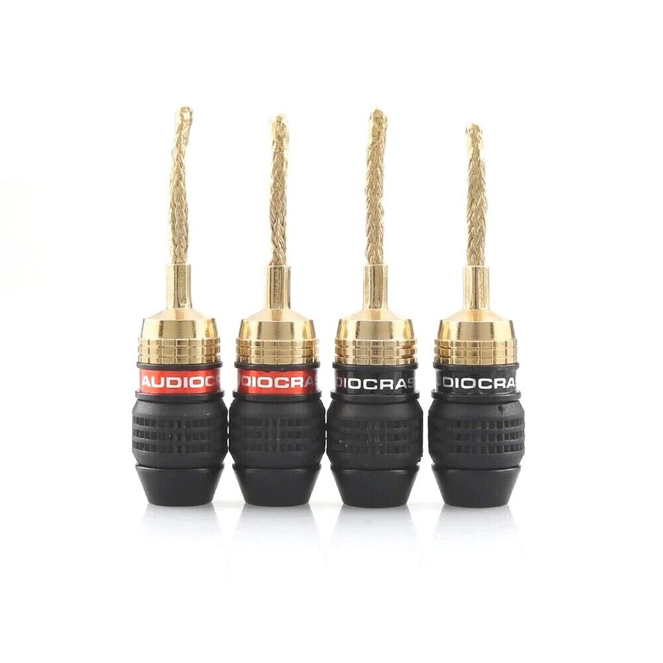 8pcs Audiocrast Gold Plated 2mm Pin Banana Plug HiFi Speaker Cable ...