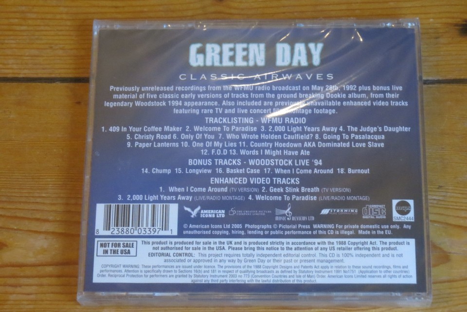 NEW/SEALED CD - GREEN DAY - Classic Airwaves - Dookie live '92 ...