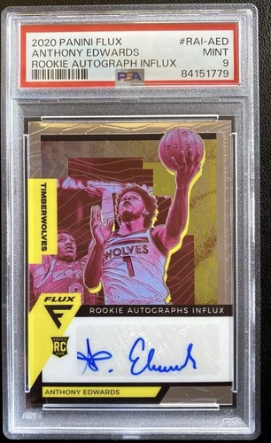 2020-21 NBA Panini Flux Anthony Edwards Rookie RC Auto PSA Mint 9 ...