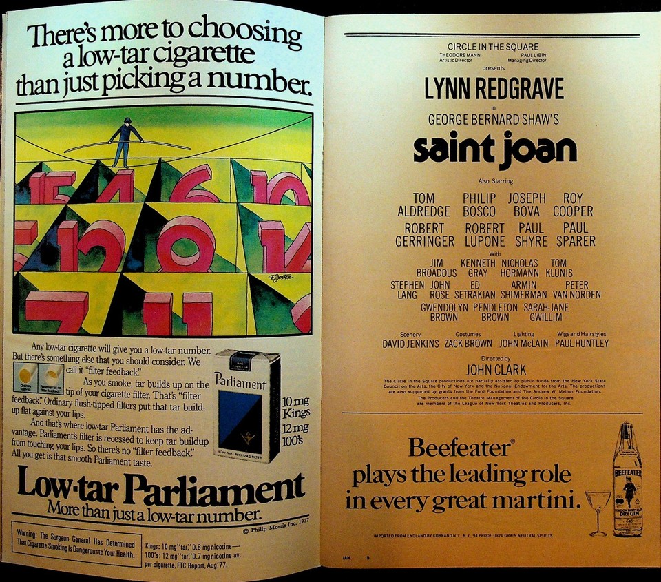 Saint Joan Playbill January 1978 Lynn Redgrave Philip Bosco Joseph Bova ...