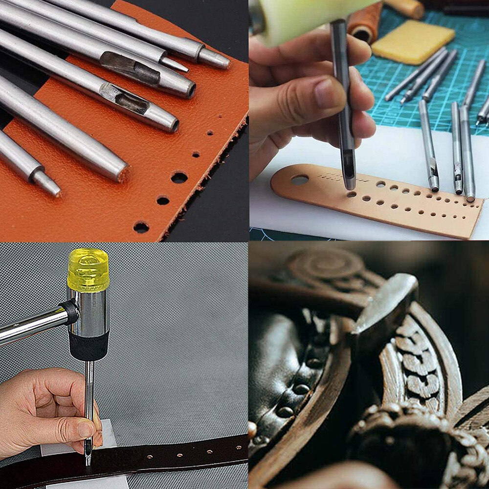10x/set Hollow Punch Set Cutting Hole Puncher Maker Leather Belt Canvas ...