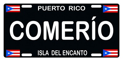 Puerto Rico Flag Comerío LICENSE PLATE CAR Boricua Black Emblem | eBay