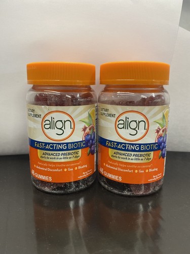 2 Packs Align Fast-Acting Biotic Advanced Prebiotic Gummies, 46 ct Ea ...