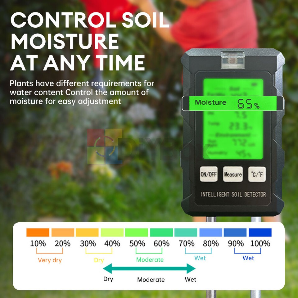 6 in 1 Soil PH Tester Water Moisture Light Test Meter For Garden Plant ...