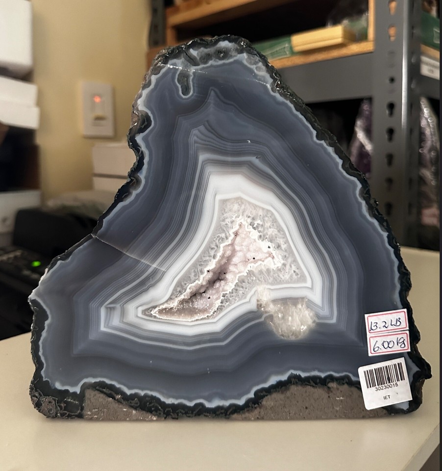 X-Large Polished Agate Geode, Agate Slice w. Cut Base or Self Standing ...