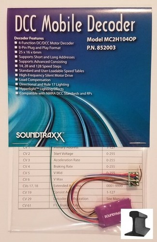 SoundTraxx ~ New 2023 ~ DCC Motor Decoder ~ MC2H104OP ~ 8 Pin W/Harness ...