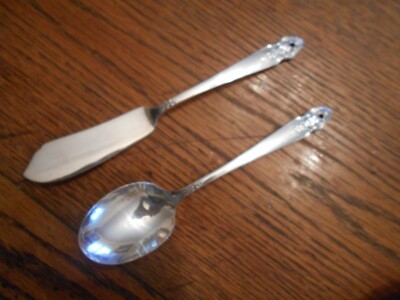 Prestige Plate 1951 DISTINCTION Pattern Sugar Spoon & Butter Knife ...