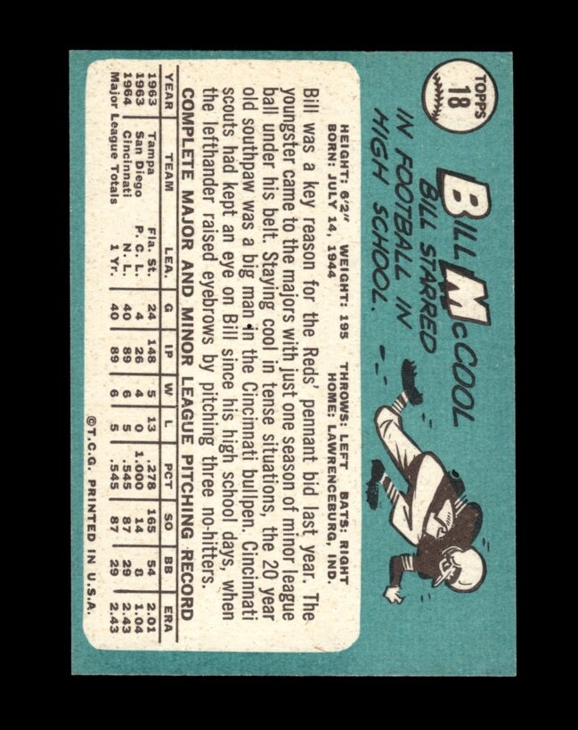 1965 Topps Set-Break # 18 Bill Mccool EX-EXMINT *GMCARDS* | eBay