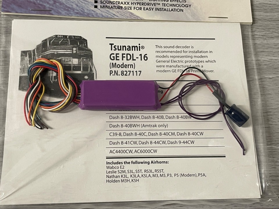 Soundtraxx Tsunami TSU-1000 Digital Sound Decoder GE FDL-16 P/N 827117 ...
