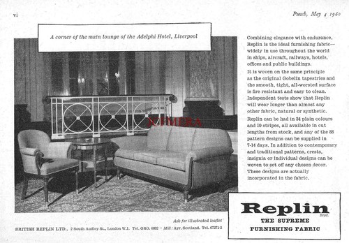 REPLIN Home Furnishing Fabrics ADVERT Original Vintage 1960 Print Ad ...