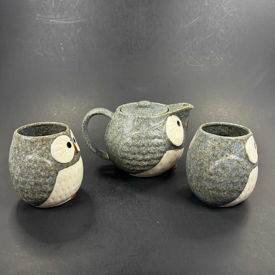 Japanese Kotobuki Lucky Owl Teapot & 2 Cups- 3 Pieces Tea Cups MOD ...