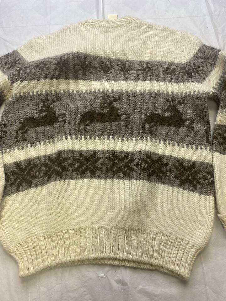 NWT Vintage Brown Bison Wool Knit Sweater Mens Size Large NOS Made In ...