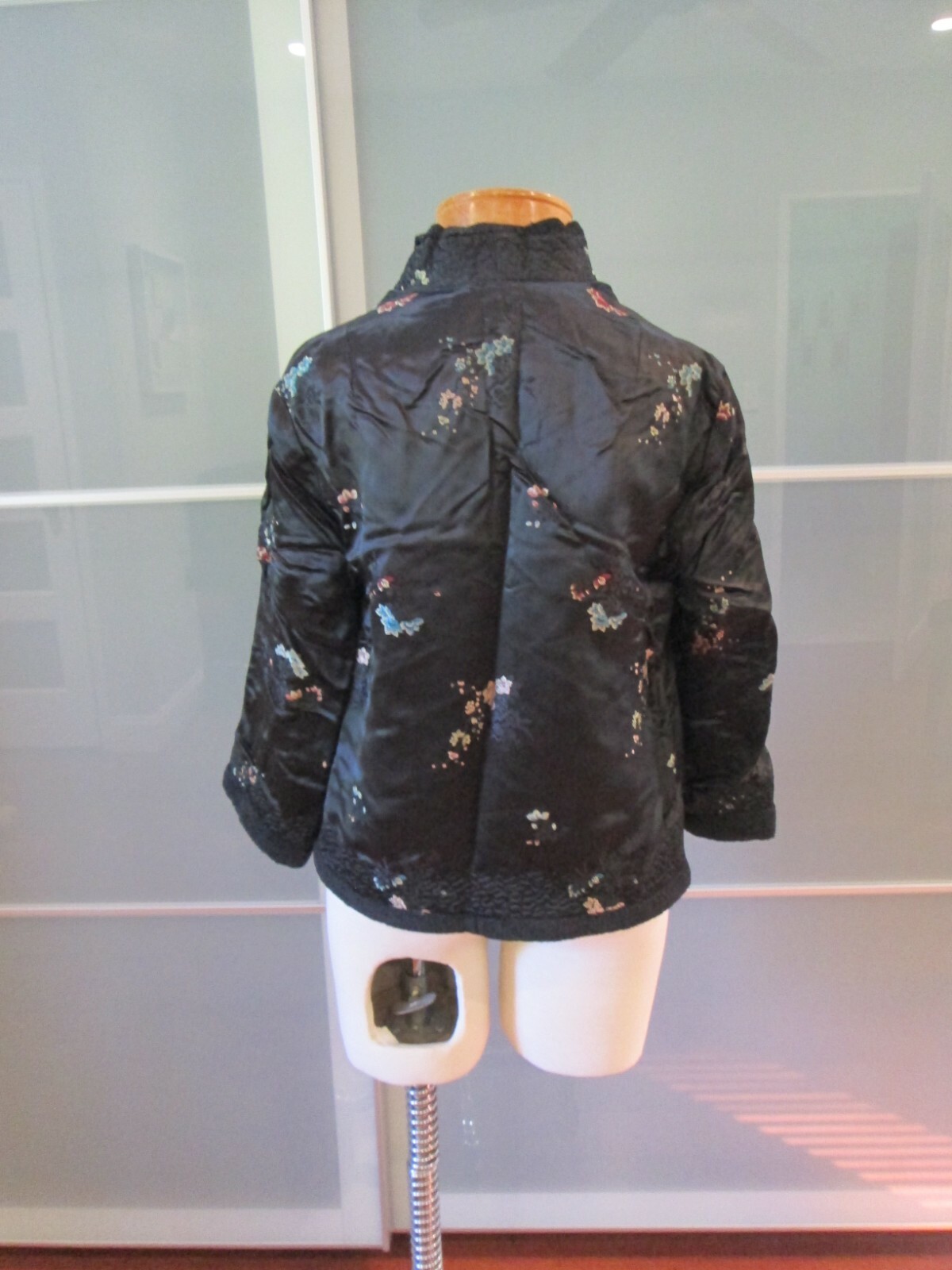 Traditional Chinese Satin Jacket Black Embroidered Cr… - Gem