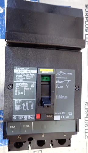 Square D HJA36060 60 Amp 600 VAC 3 Pole PowerPact H I-Line Breaker ...