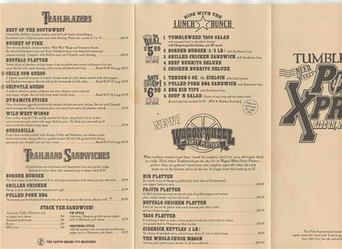 Tumbleweed Pony Express Menu Southwest Mesquite Grill Louisville ...