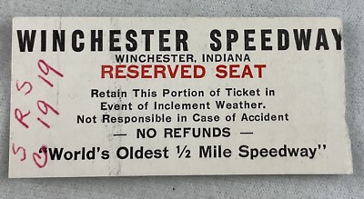 Vintage Winchester Speedway Race Ticket-Winchester, Indiana V3 | eBay