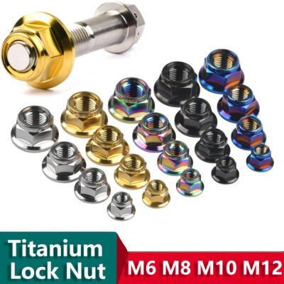 Titanium Ti Self Locking Nuts Hex Head Nyloc Flange Nut M6 M8 M10 M12 Color Nut | eBay