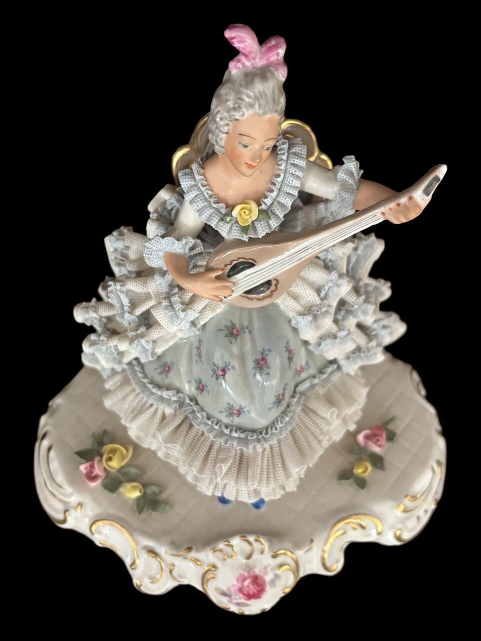 Dresden Lace Ballerina Sandizell Hoffner Figurine Germany Violin LARGE ...