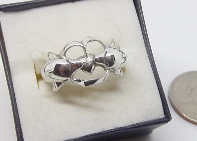 Dolphins Kissing Heart .925 Sterling Silver Ring ... R41 | eBay