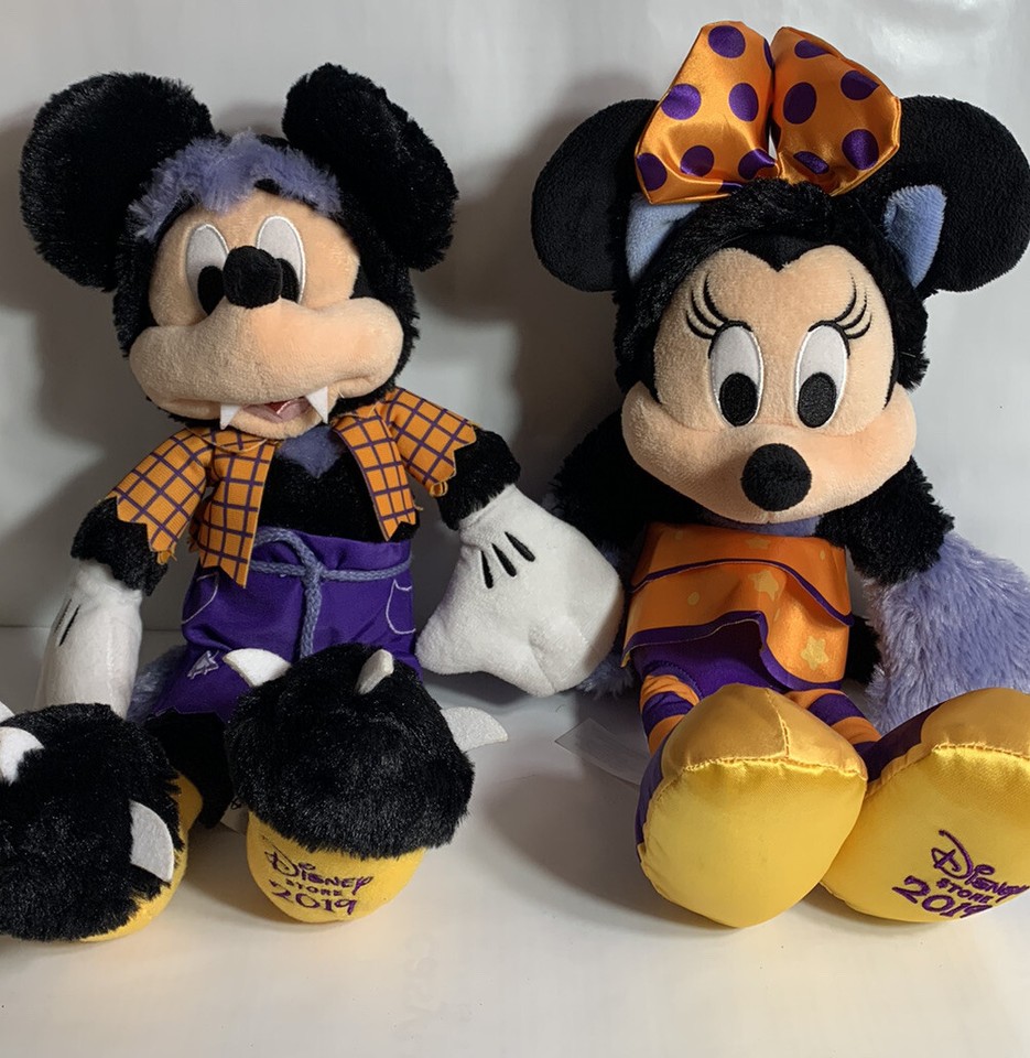 Disneystore Halloween 2019 18” Werewolf Mickey Mouse and Cat Minnie ...