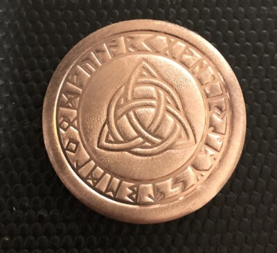 Hand Shaped & Stamped COPPER Triquetra RUNE COIN - .999 Copper Bullion ...