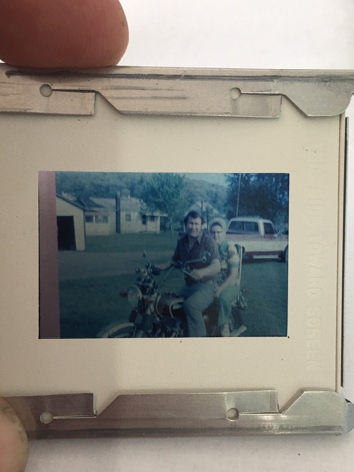 Vtg Color Slide 1960s Man & Woman On A Honda Motorcycle Airequipt 2x2 ...