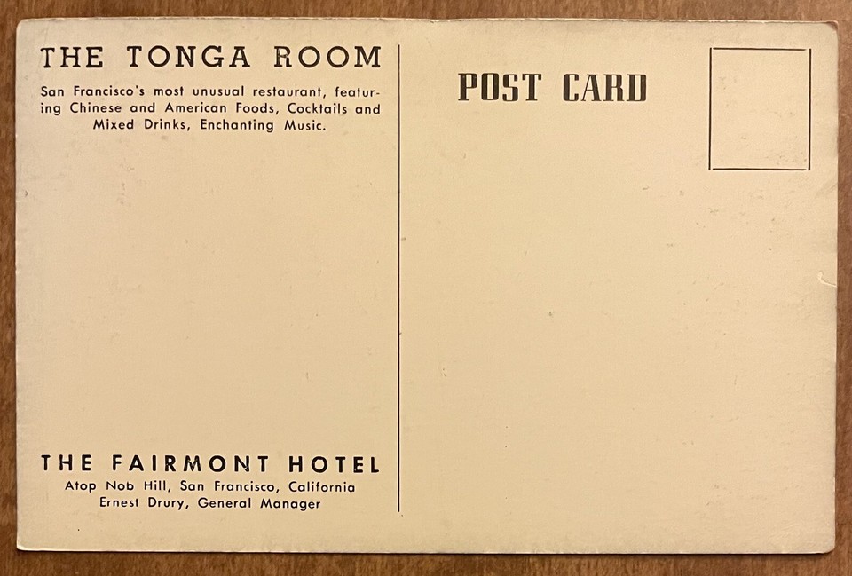 The Tonga Room Fairmont Hotel San Francisco California CA, VTG Postcard ...