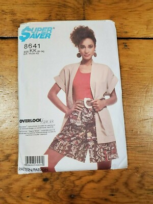 SIMPLICITY LADIES PULL ON SHORTS LOOSE COAT PATTERN 8641 SIZE 12 FREE ...