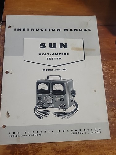 SUN Electric Co. Volt-Ampere Tester VAT-20 Instruction Manual Volt ...