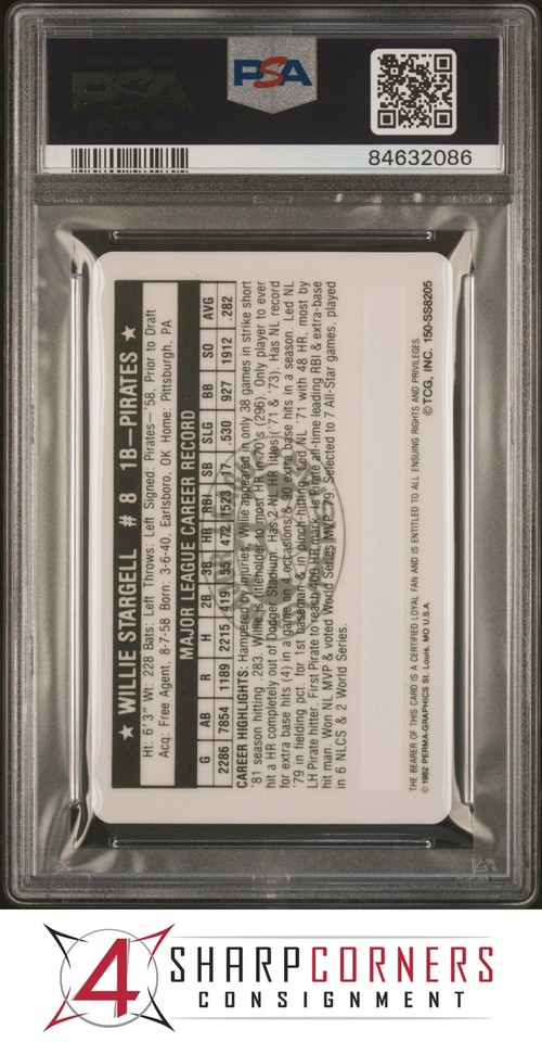 1982 PERMA-GRAPHICS SUPER STAR CREDIT CARDS WILLIE STARGELL HOF PSA 10 ...