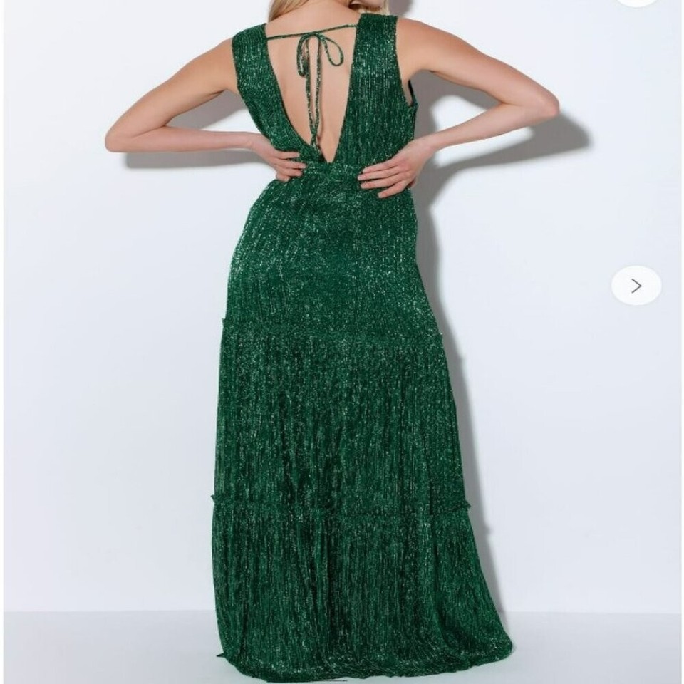 Lulu's Falling Star Teal Green Sleeveless Textured Knit Metallic Maxi ...