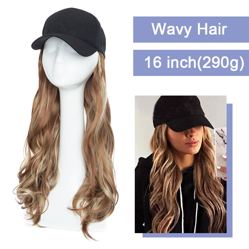 One Piece Baseball Hat with Synthetic Hair Wigs Straight Bob Baseball ...