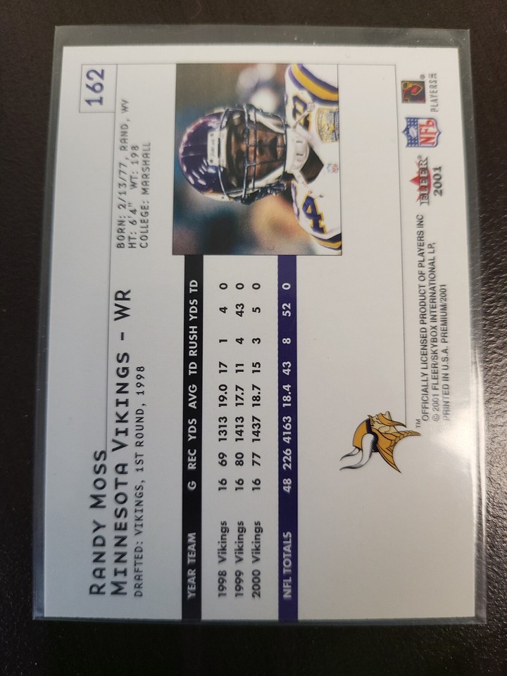 2001 Fleer Premium Randy Moss card #162 | eBay