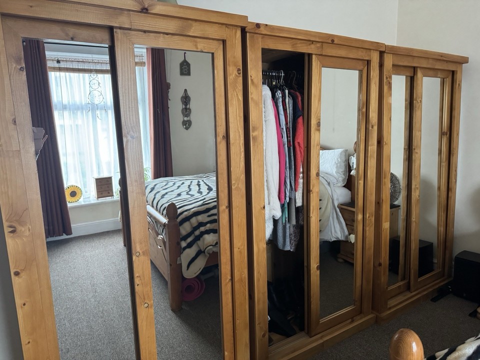 Free Standing Solid Bespoke Wardrobe with Slider Mirrored Doors. Excel ...