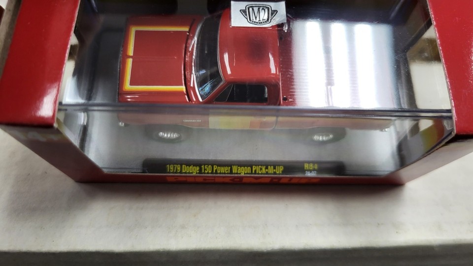 NIB 2024 1979 DODGE 150 POWER WAGON PICK-M-UP RED M2 MACHINES 1/64 R84 ...