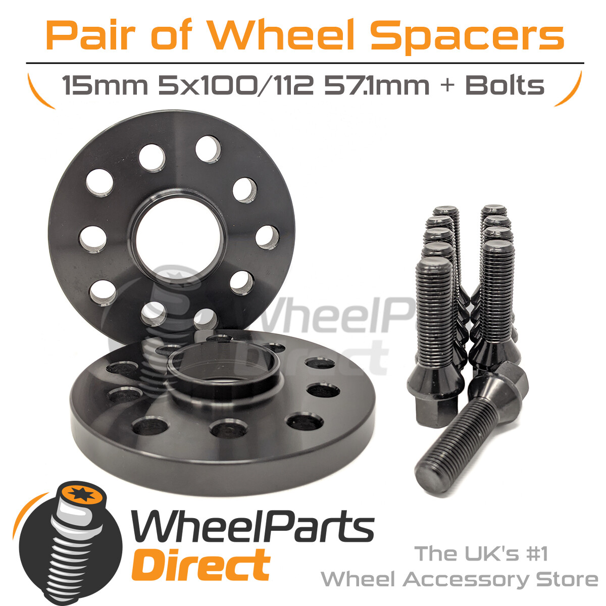 Wheel Spacers (2) & Bolts 15mm for VW Polo [Mk5] 09-18 On Aftermarket ...
