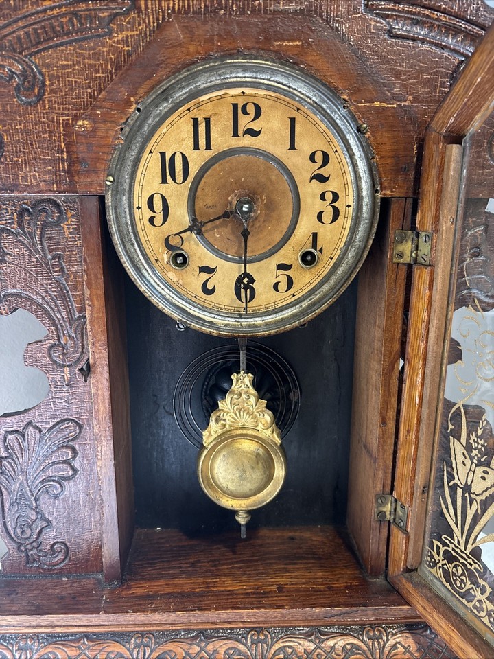 Antique 1890’s E. Ingraham Clock Co GINGERBREAD KITCHEN MANTEL CLOCK ...