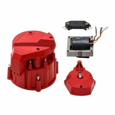 Chevy HEI Red Brass Terminal Cap Rotor & Module Tune Up Kit + 65kv ...
