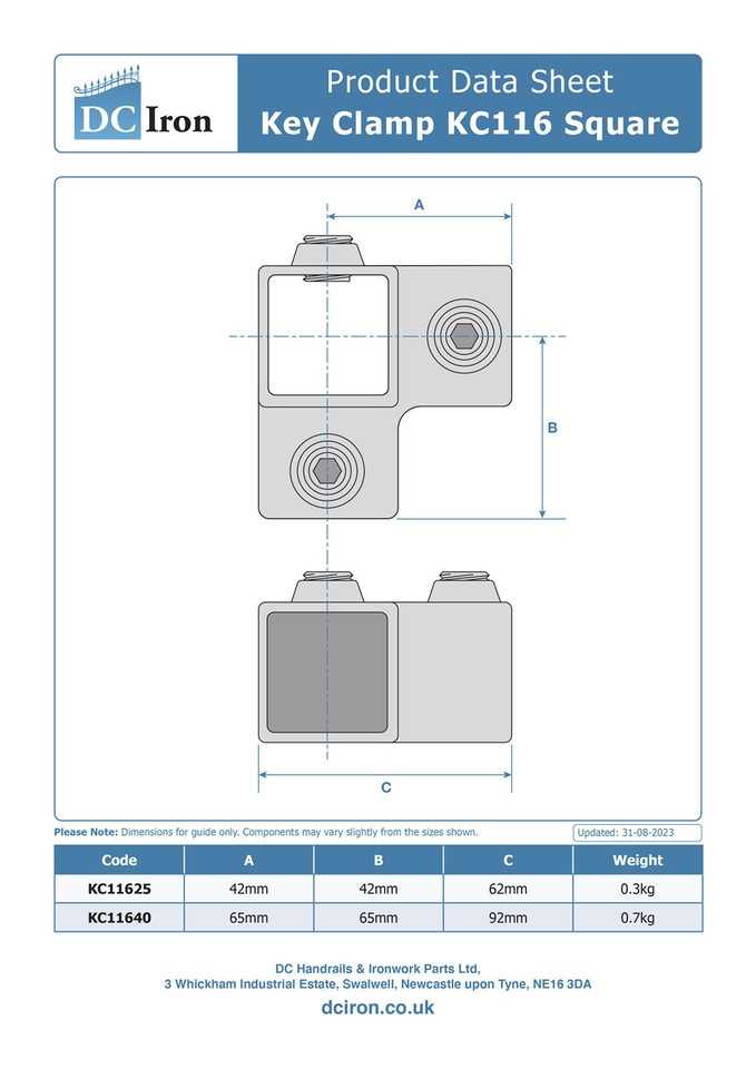 Industrial Handrail Galvanised Mild Steel Square Key Clamp Fittings Box ...