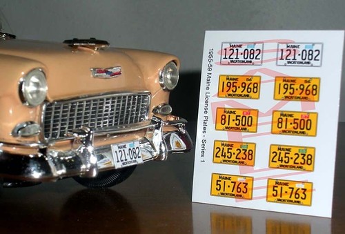 1955 - 1959 MAINE miniature LICENSE PLATES for 1/25 scale MODEL CARS ...